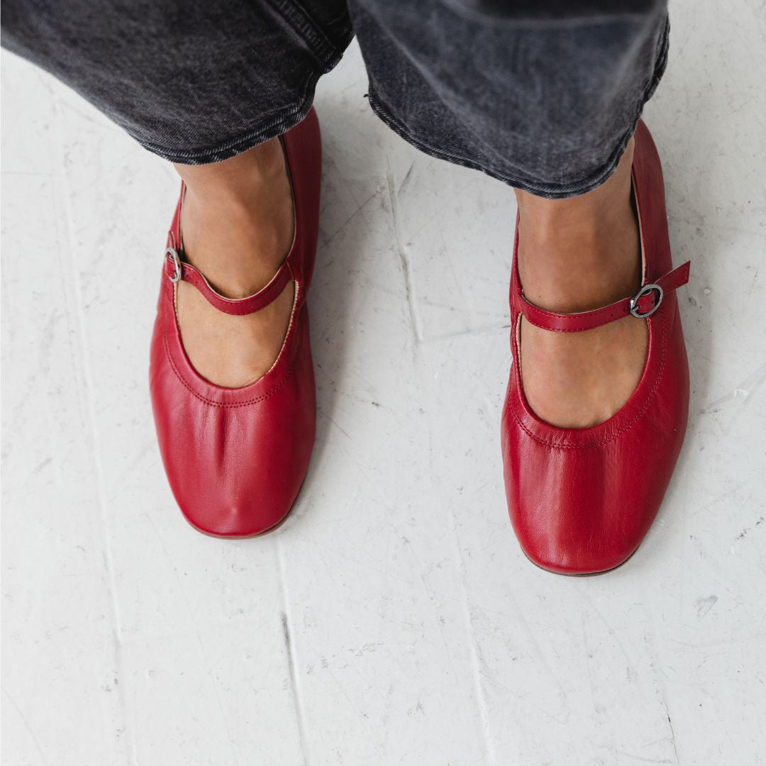 red flat shoe